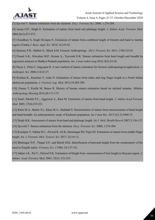 Stature Estimation from Index and Ring Finger in Kashmiri Population | PDF