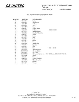 CS Unitec Pneumatic Chain Saw: 5 1005 0010 | PDF | Auto Type | Automotive