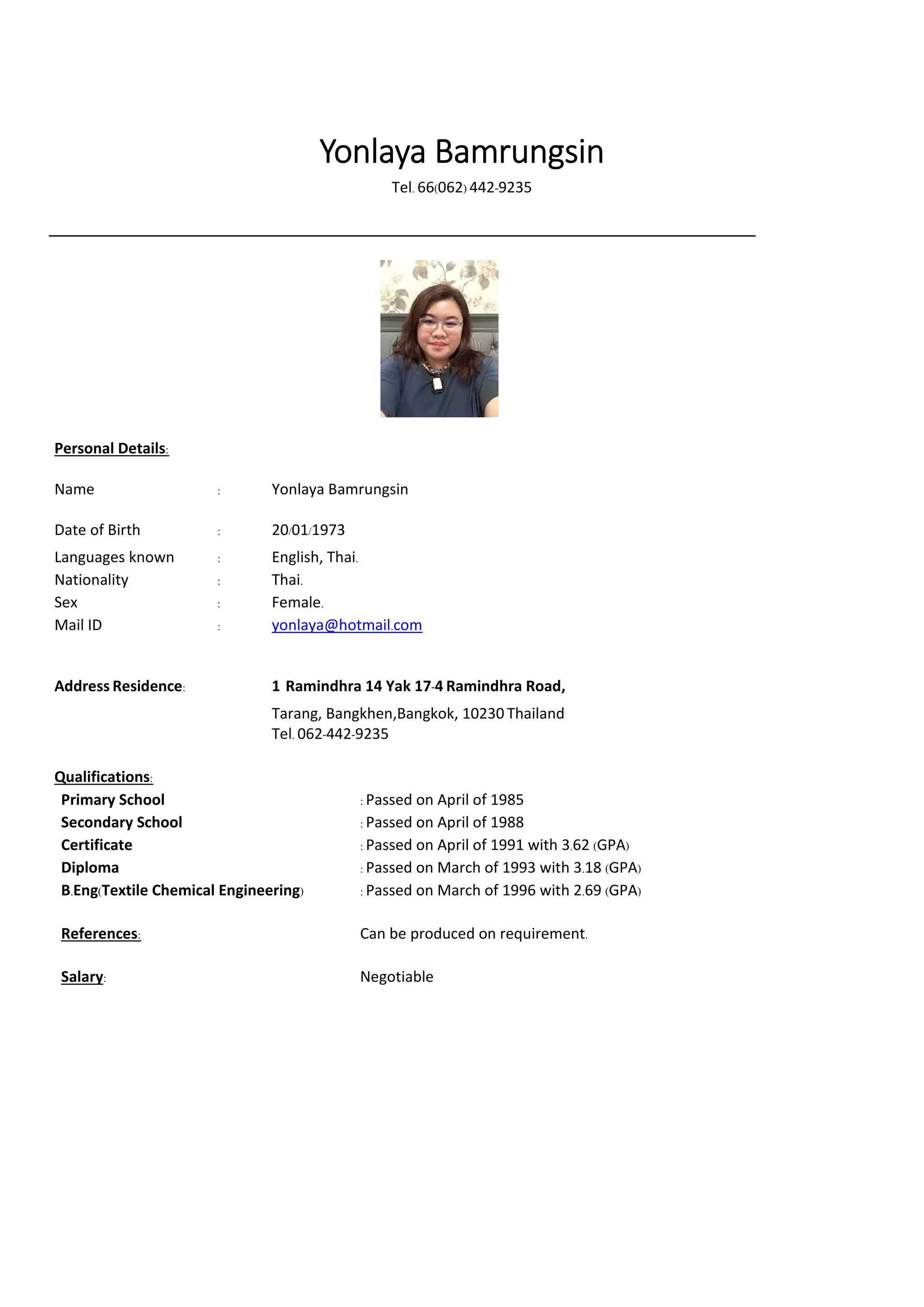 Yonlaya_resume Jul 2016 | PDF