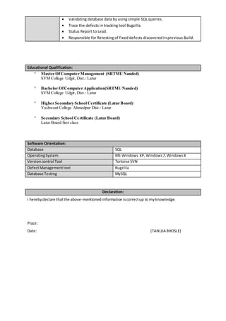 2+ years exp Tanuja Resume | DOCX