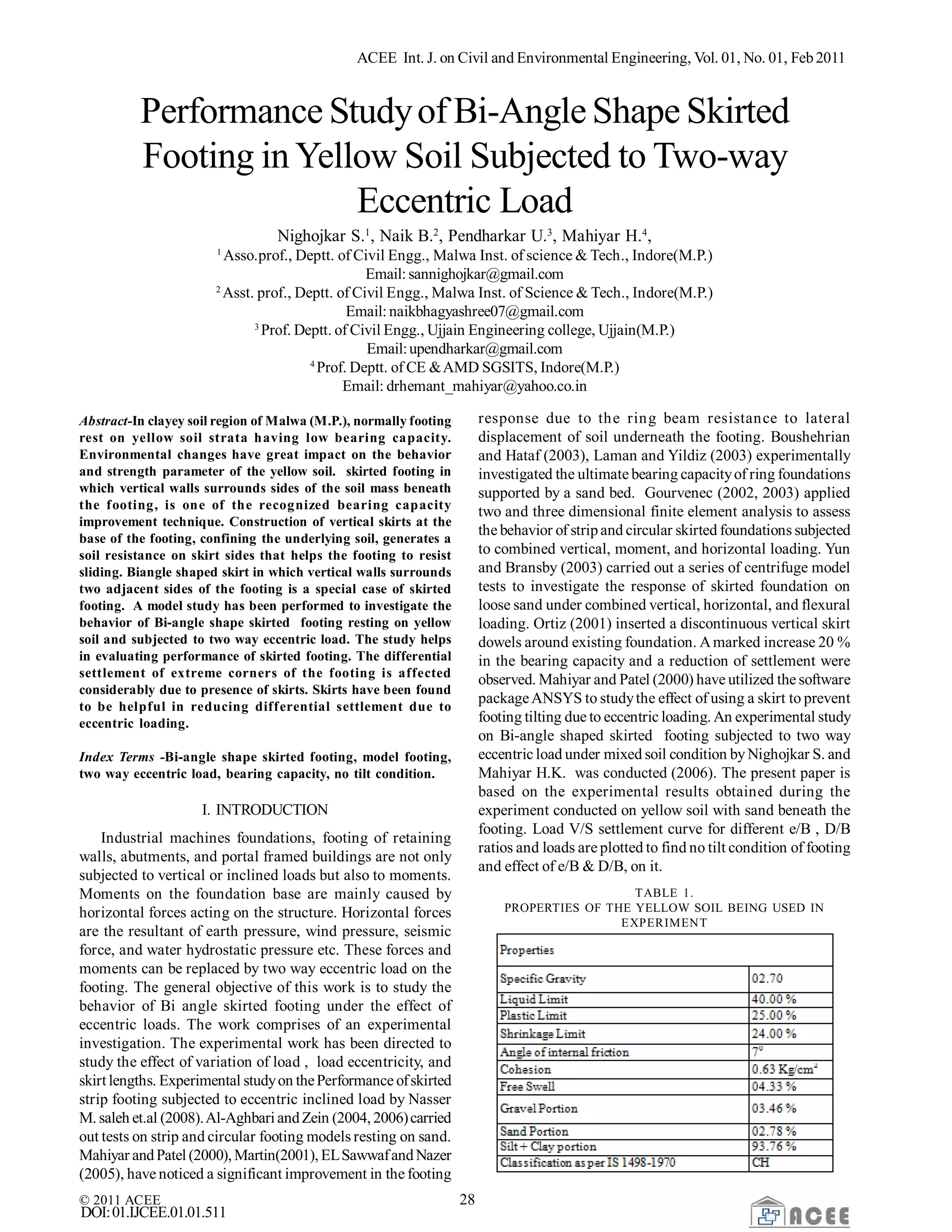 Performance Study of Bi-Angle Shape Skirted Footing in Yellow Soil ...