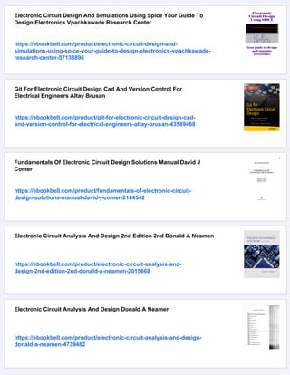 Electronic Circuit Design From Concept To Implementation Nihal Kularatna | PDF