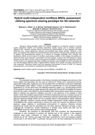 Hybrid multi-independent mmWave MNOs assessment utilising spectrum ...