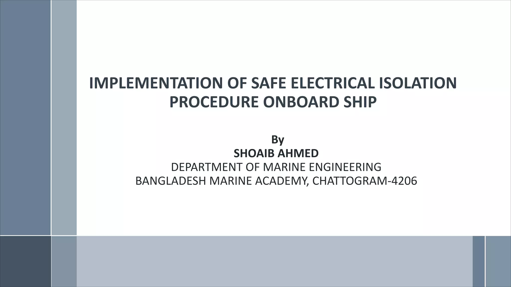 Electrical Isolation procedure onboard ship | PDF