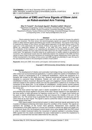 Application of EMG and Force Signals of Elbow Joint on Robot-assisted ...