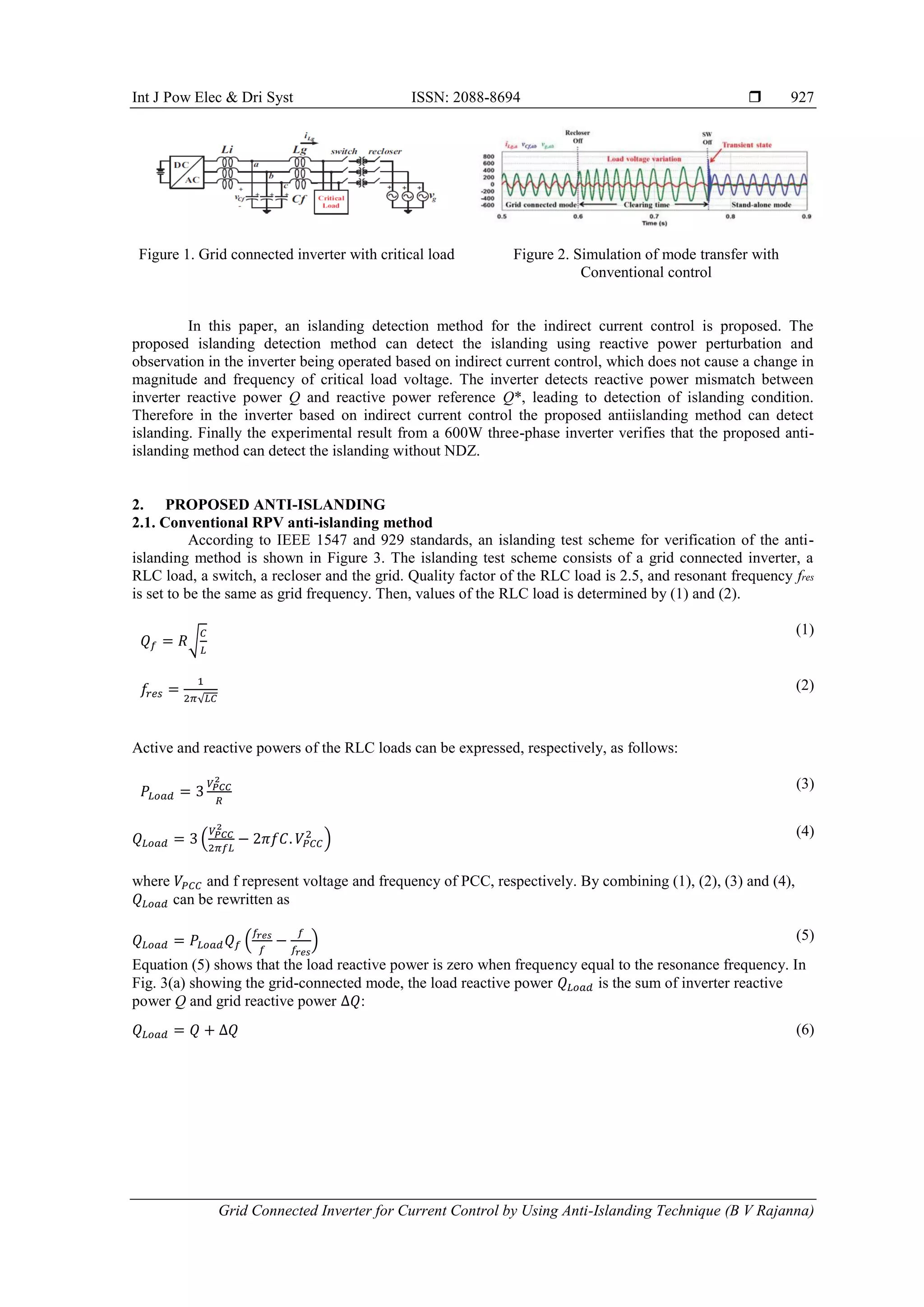 Grid Connected Inverter For Current Control By Using Anti Islanding