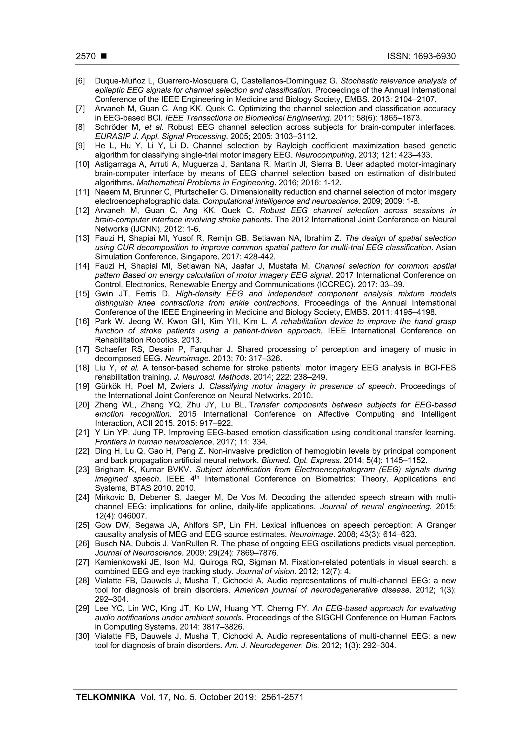 Energy extraction method for EEG channel selection | PDF | Brain and Nervous System Disorders ...