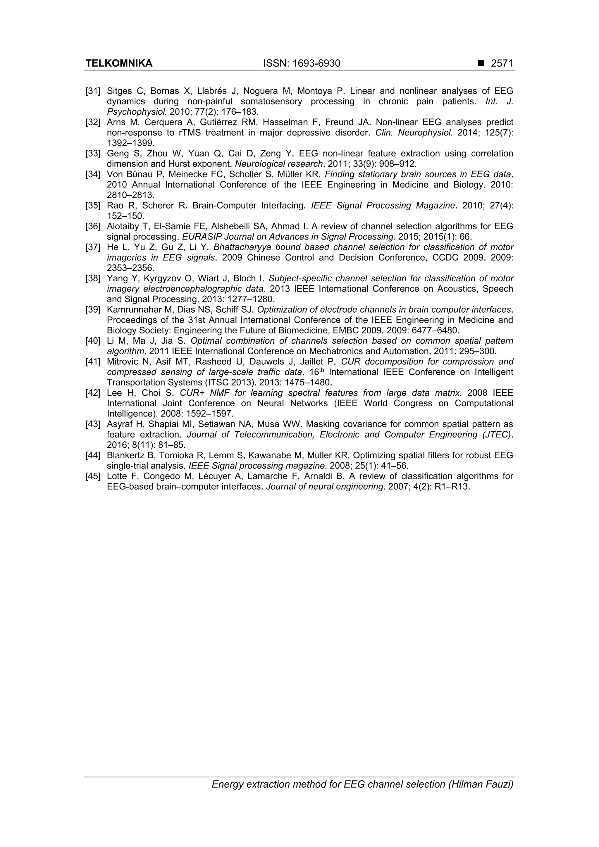 Energy extraction method for EEG channel selection | PDF | Brain and Nervous System Disorders ...