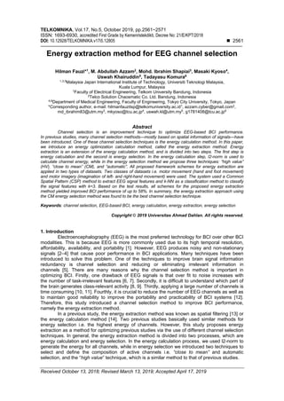 Energy extraction method for EEG channel selection | PDF | Brain and Nervous System Disorders ...