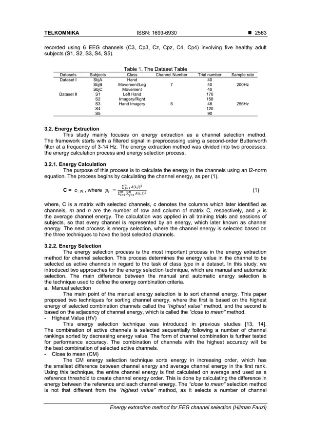 Energy extraction method for EEG channel selection | PDF | Brain and Nervous System Disorders ...