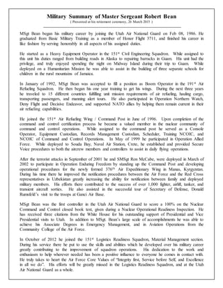 Military Summary of MSgt Robert Bean, 2 | DOCX