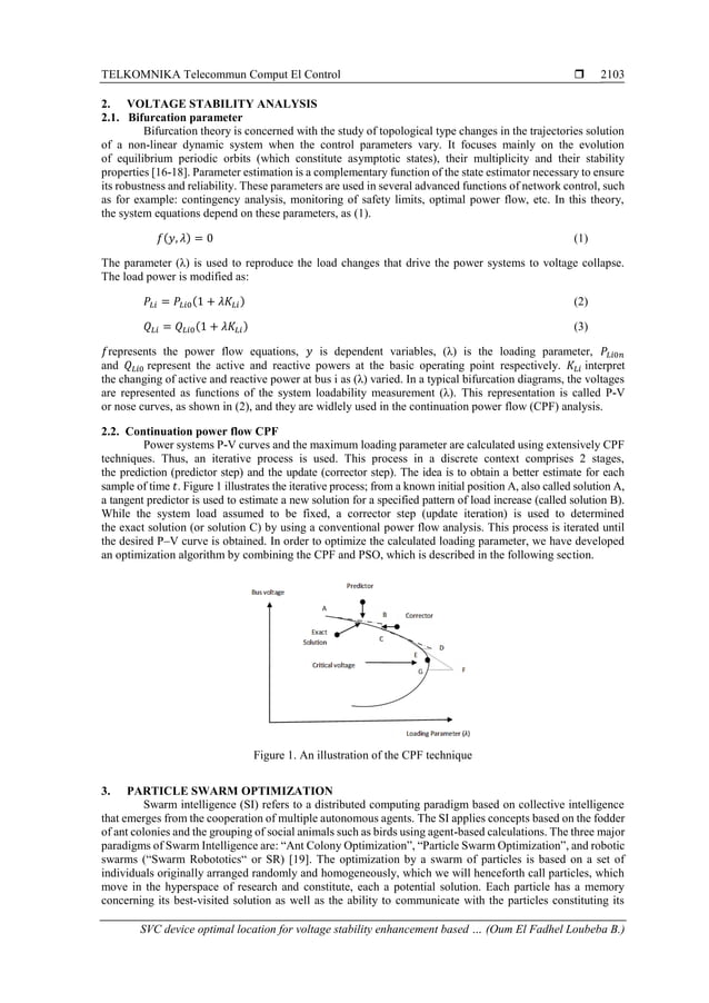 SVC device optimal location for voltage stability enhancement based on a combined particle swarm ...