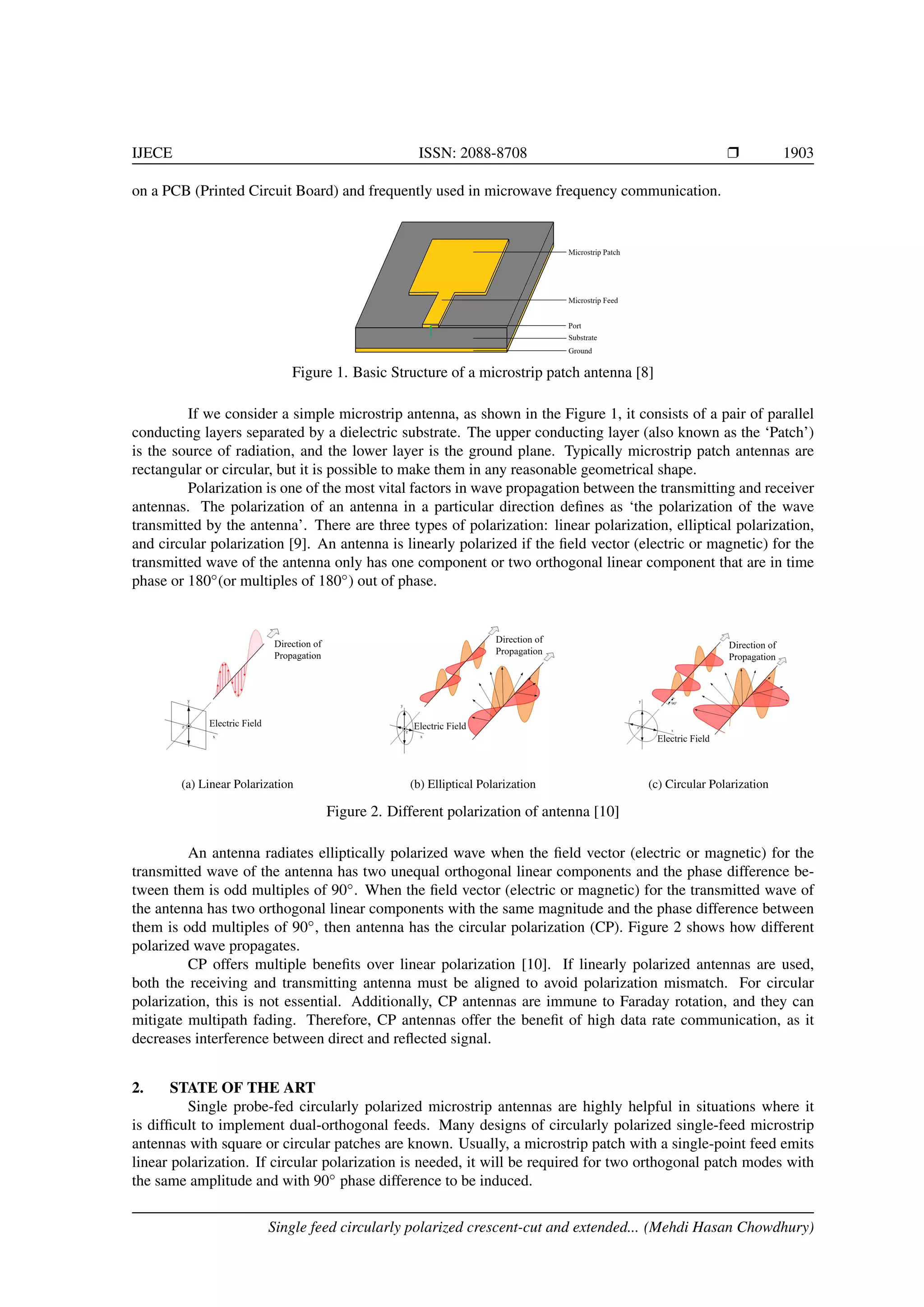 Single feed circularly polarized crescent-cut and extended corner ...