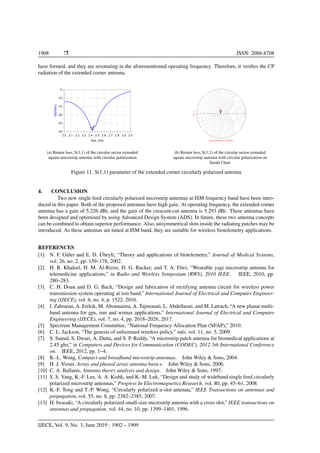 Single feed circularly polarized crescent-cut and extended corner square microstrip antennas for ...