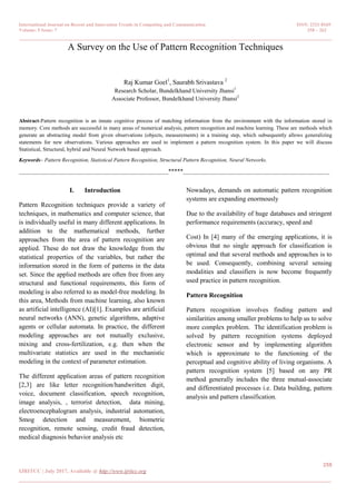 A Survey on the Use of Pattern Recognition Techniques | PDF ...