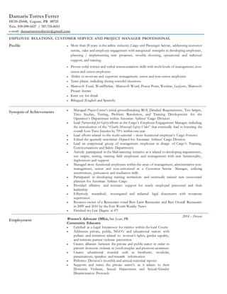 Damaris Torres Ferrer resume May 2016 | DOCX | Aviation Industry ...