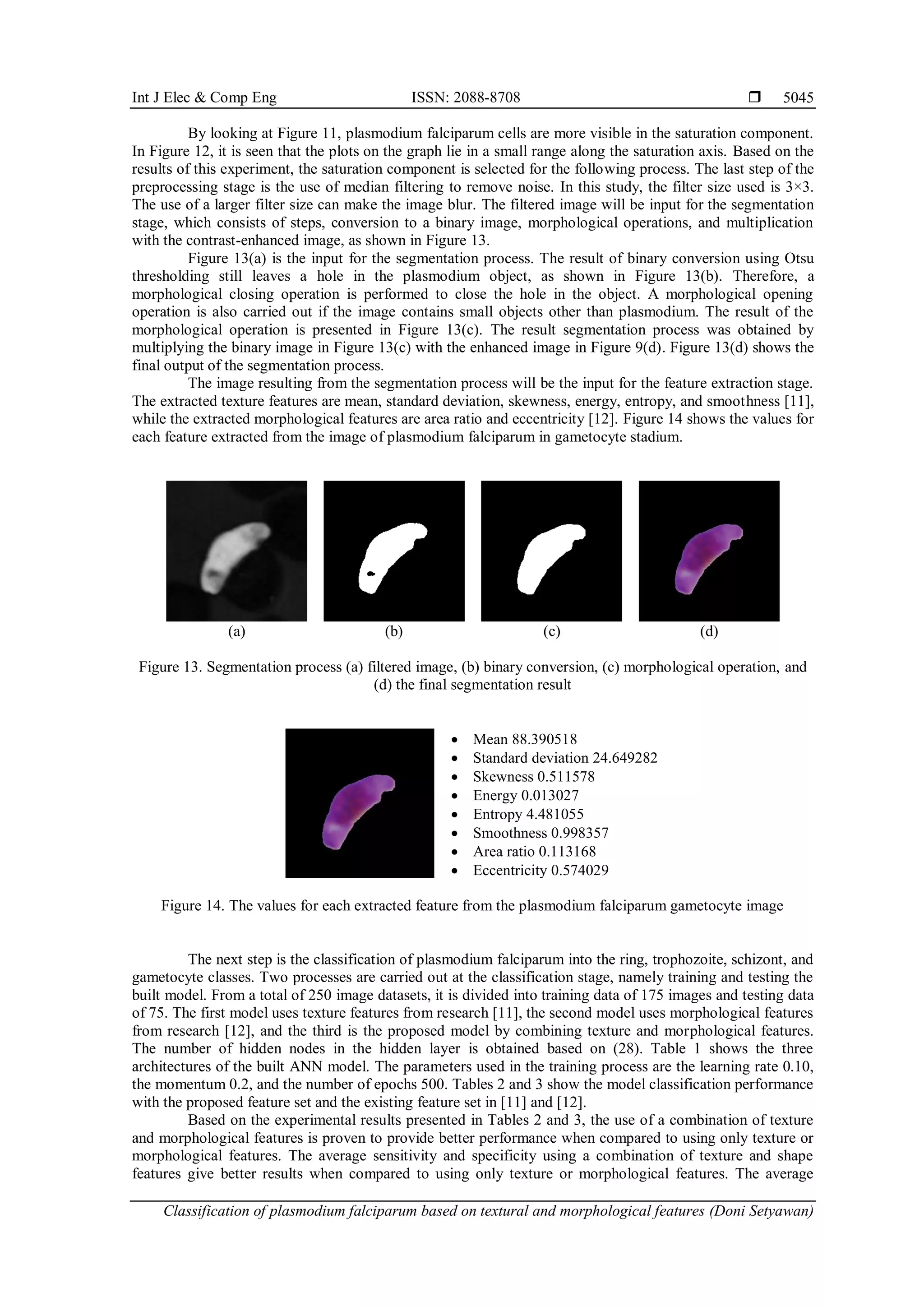 Classification of plasmodium falciparum based on textural and ...