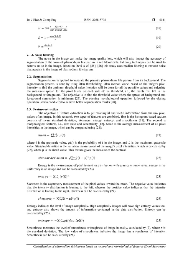 Classification of plasmodium falciparum based on textural and ...