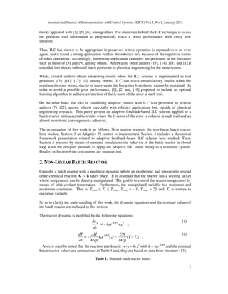 NONLINEAR BATCH REACTOR TEMPERATURE CONTROL BASED ON ADAPTIVE FEEDBACK-BASED ILC | PDF