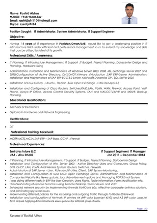 RESUME-Rashid Abbas | PDF