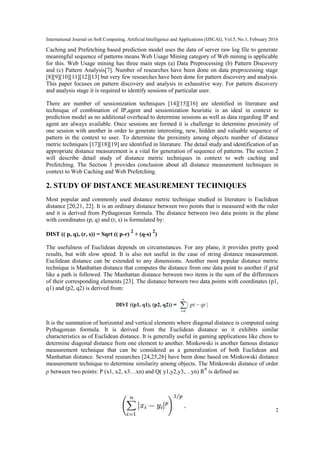 Study of Distance Measurement Techniques in Context to Prediction Model of Web Caching and Web ...