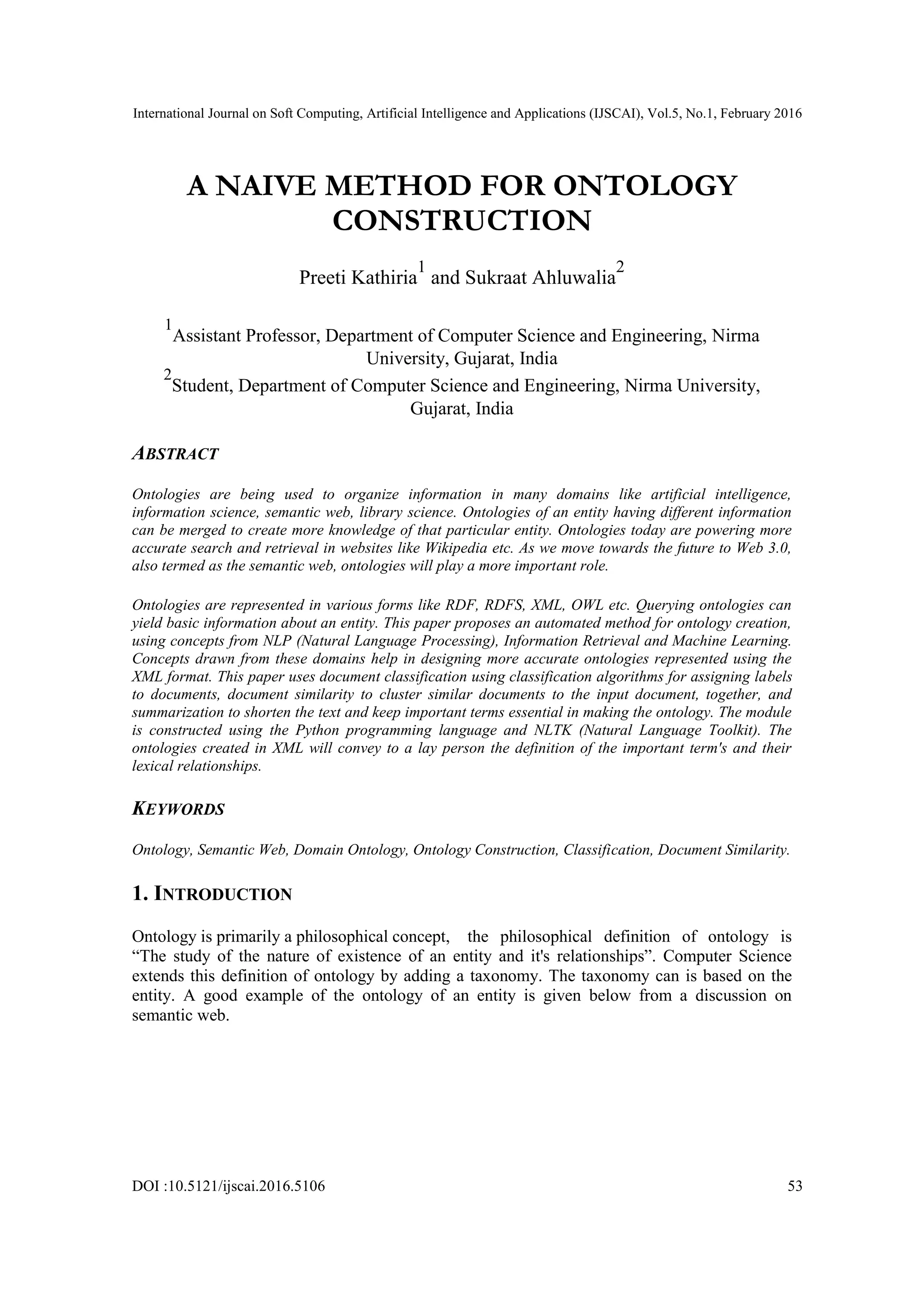 A Naive Method For Ontology Construction | PDF