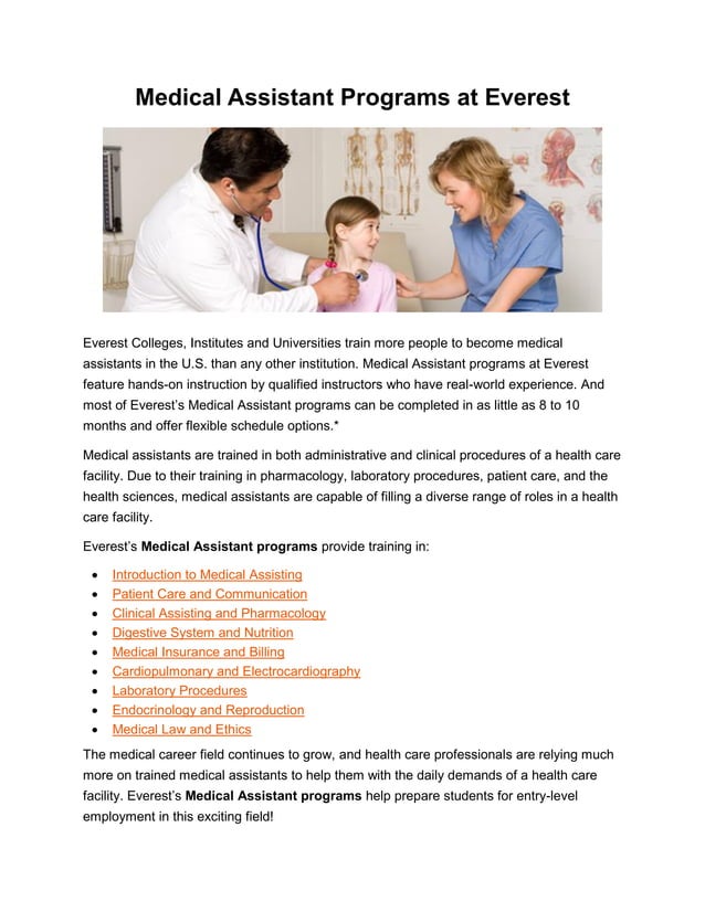 Medical Assistant Programs at Everest | PDF