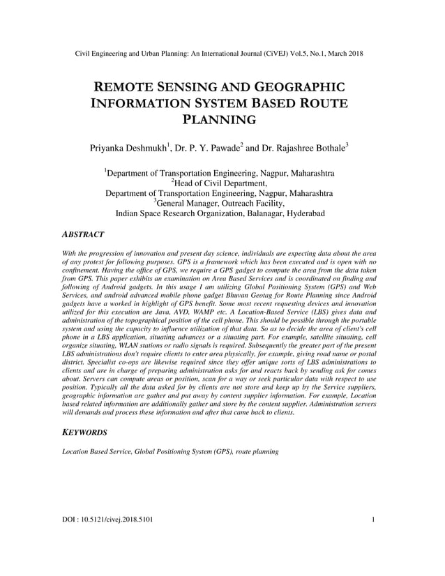 Remote Sensing and Geographic Information System Based Route Planning | PDF