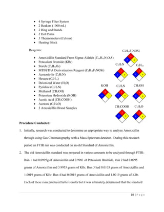An Analysis of Amoxicillin Through GCMS and Later FTIR | DOC