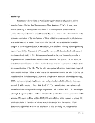 An Analysis of Amoxicillin Through GCMS and Later FTIR | DOC