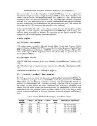 STUDY ON THE PROPERTIES OF PTMG TOUGHENER MODIFIED EPOXY RESINS | PDF