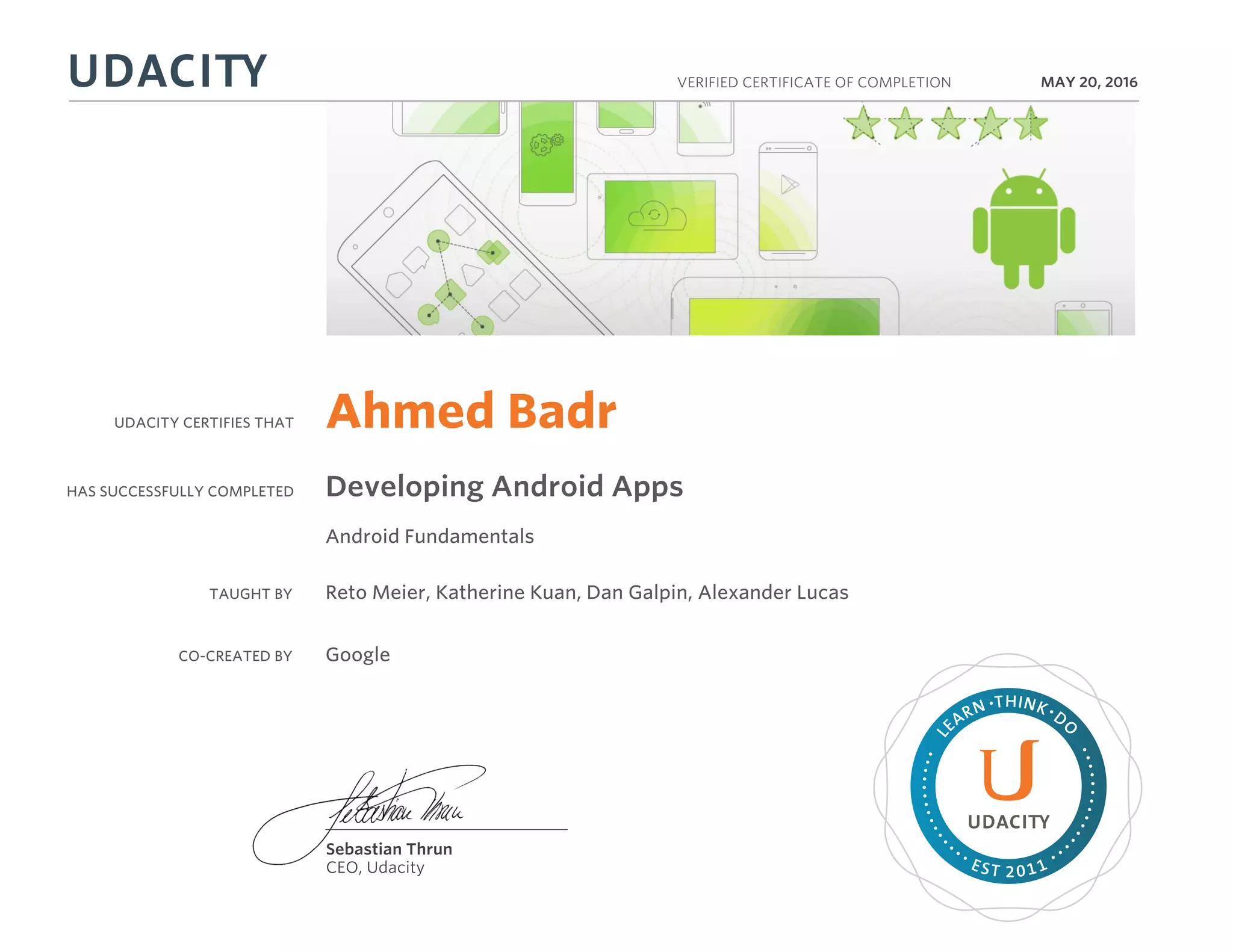 Udacity Certificate | PPT