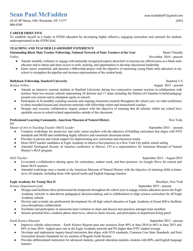 McFadden_Resume_Jan2017.docx (1) | PDF | Professional School ...