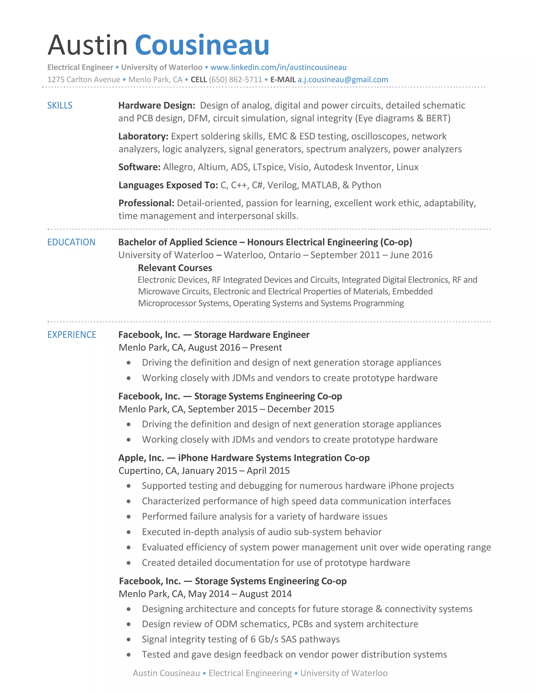Austin Cousineau - Resume - December 2016 | PDF
