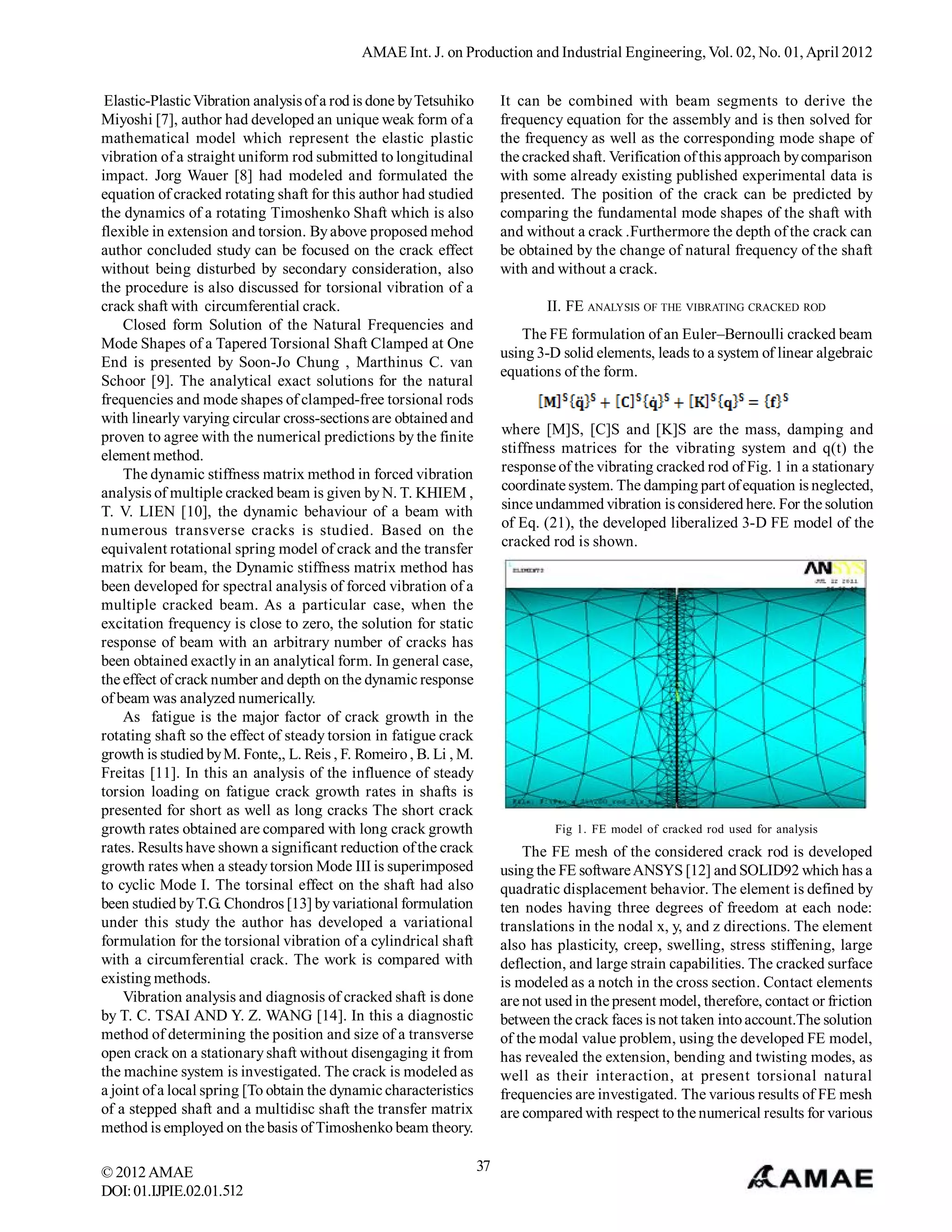 Vibrational Analysis Of Cracked Rod Having Circumferential Crack Pdf