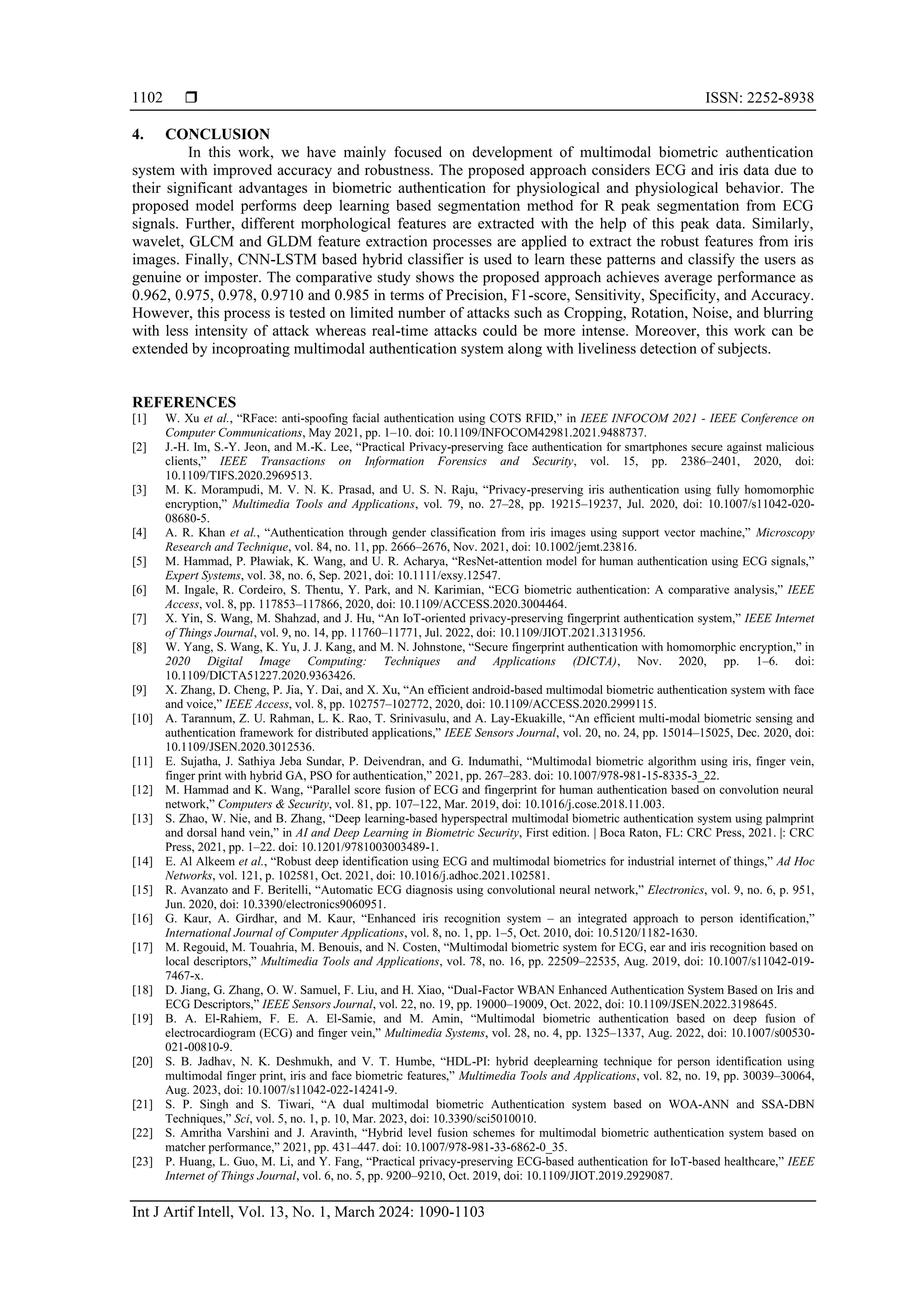 Deep learning based biometric authentication using electrocardiogram and iris | PDF
