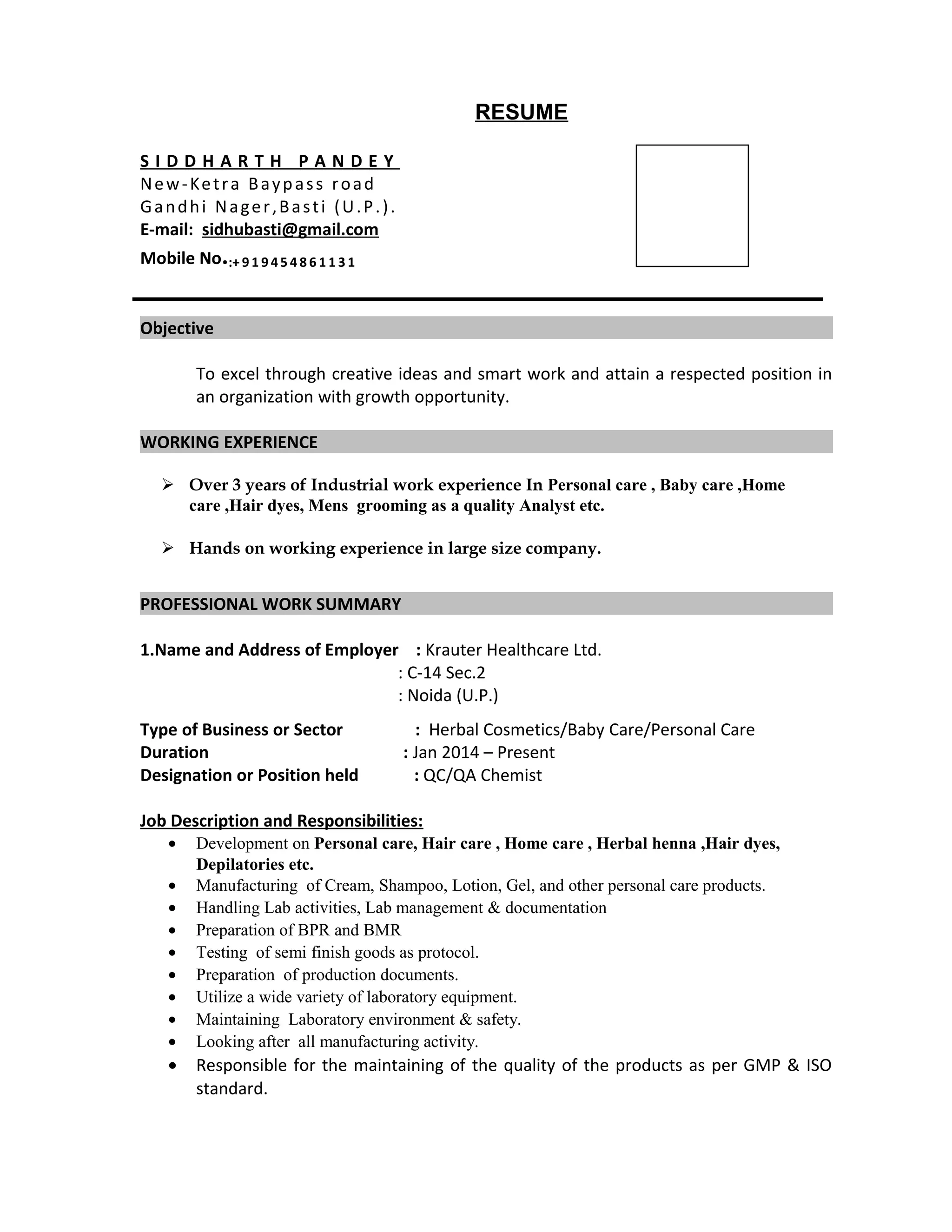 siddharth resume | PDF