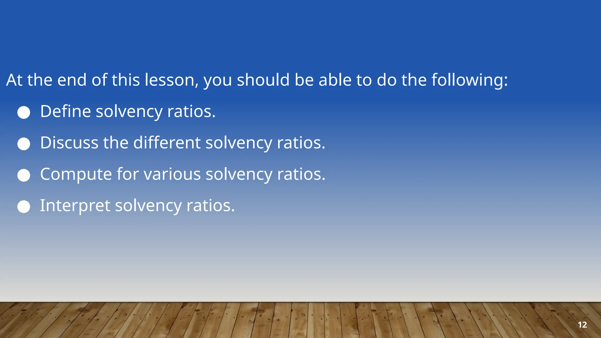 financial ratio: solvency topic for grade 12 | PPTX