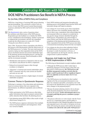 March 2010 - DOE-NEPA Lessons Learned | PDF