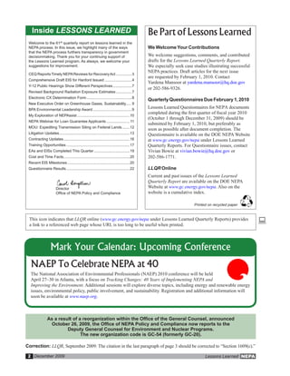 Dec. 2009 - DOE-NEPA Lessons Learned | PDF