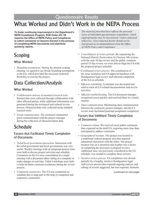 Dec. 2009 - DOE-NEPA Lessons Learned | PDF