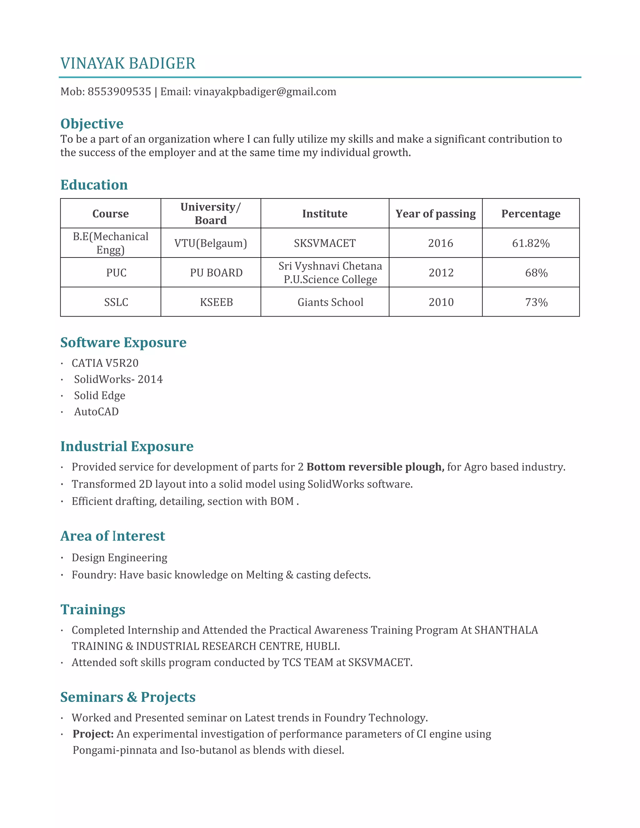 VINAYAK BADIGER | PDF