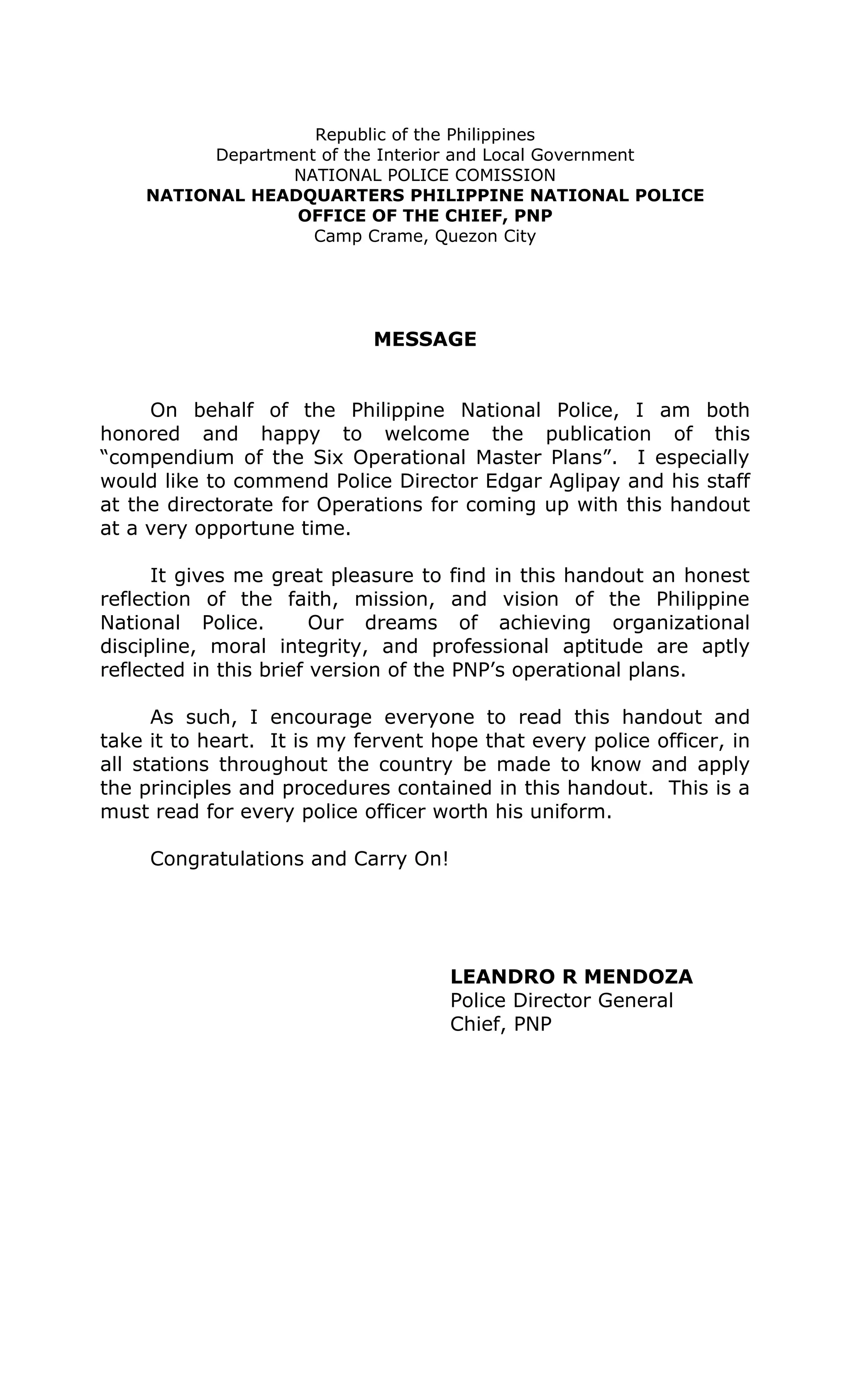 PNP MASTER PLANS | PDF