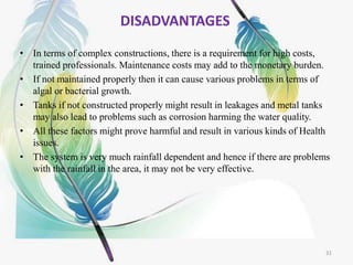 METHODS AND USERS OF RAIN WATER HARVESTING | PPTX
