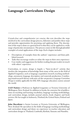 Language Curriculum Design | PDF