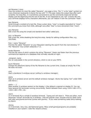 Linux Shortcuts and Commands: | DOC | Operating Systems | Computer Software and Applications