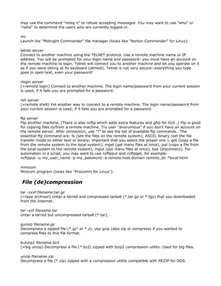 Linux Shortcuts and Commands: | DOC | Operating Systems | Computer Software and Applications