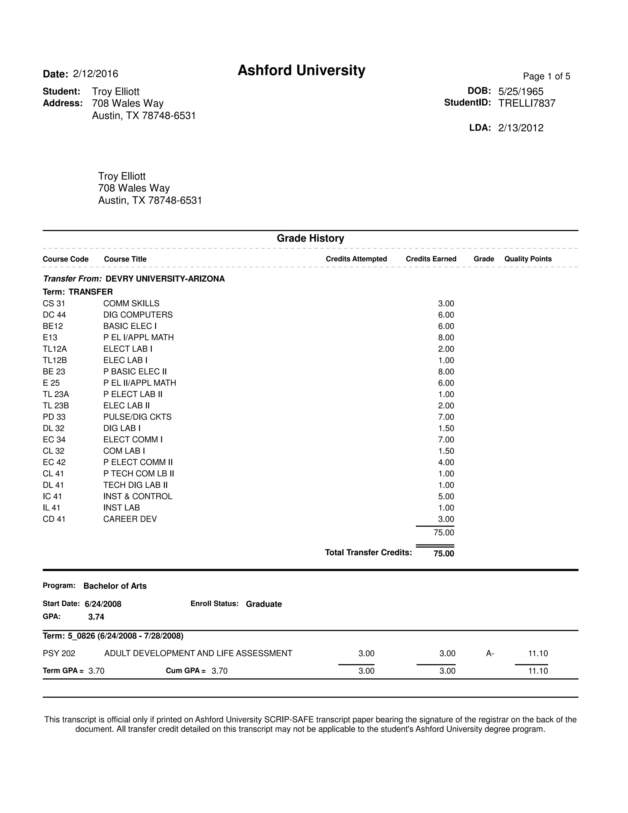 Troy Elliott-Ashford transcript | PDF