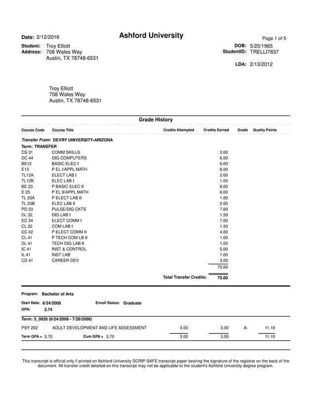 Troy Elliott-Ashford transcript | PDF