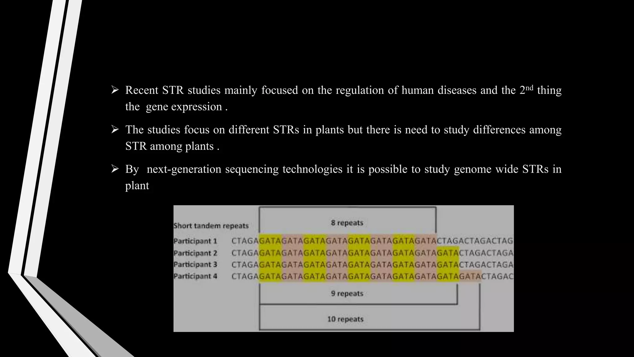 Short Tandem Repeats in plants: Genomic distribution and function ...
